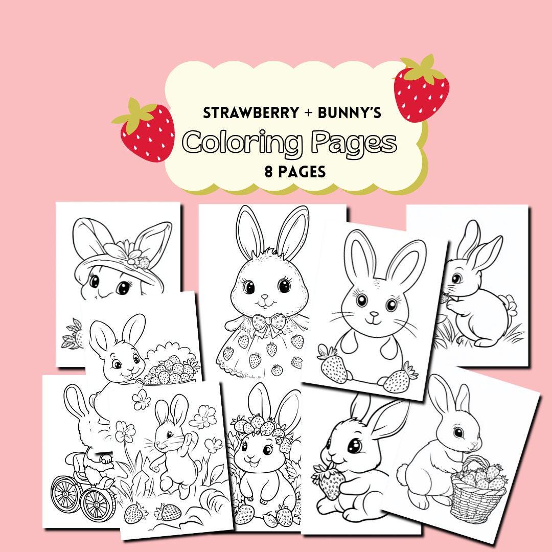 Bunny Coloring Pages, Easter Bunny Coloring Books for Kids, Spring ...