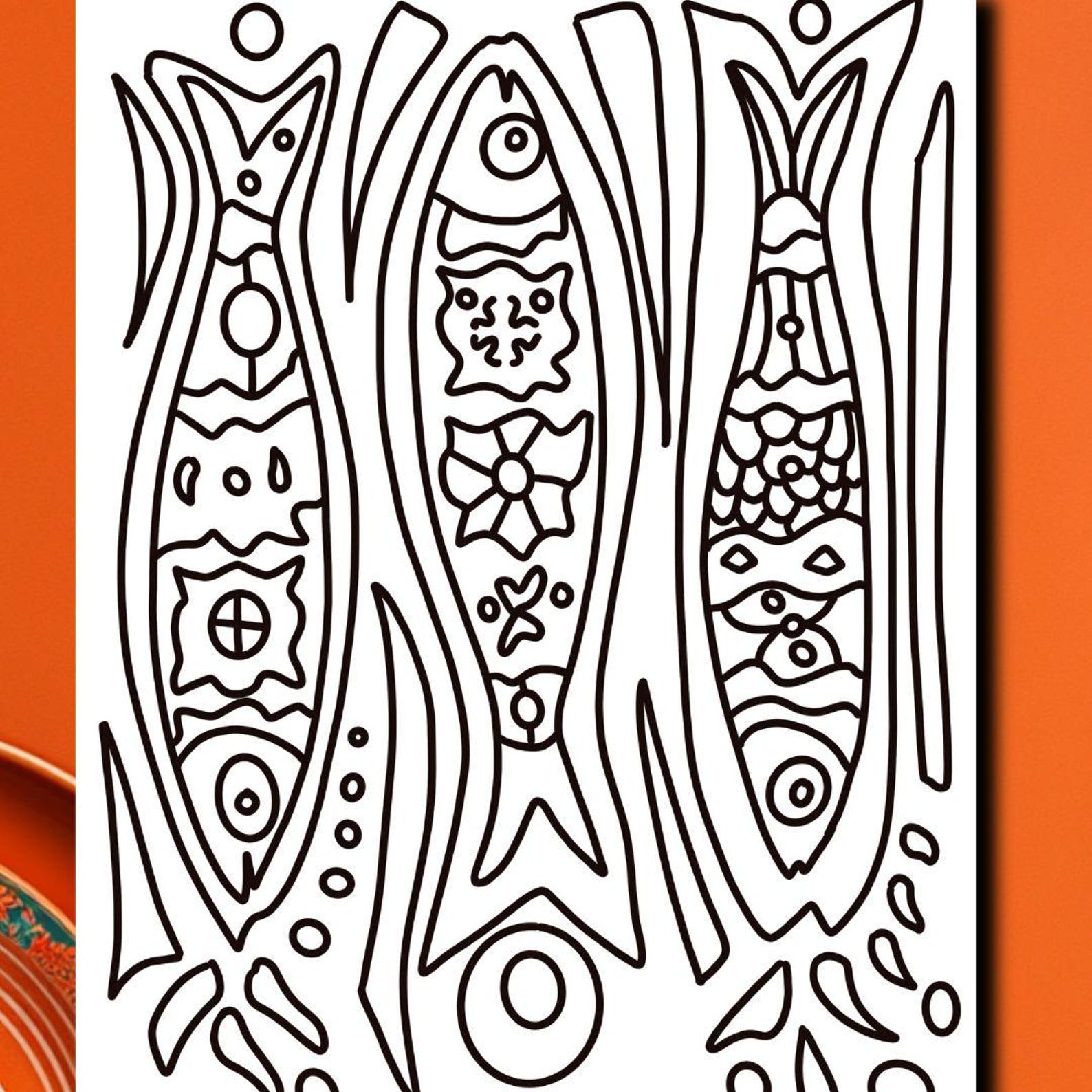 Printable Sardine Fish Coloring Page, Canned Sardine Fish Coloring Book ...