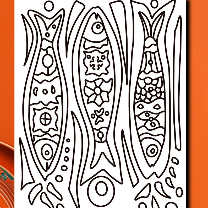 Printable Sardine Fish Coloring Page, Canned Sardine Fish Coloring Book ...