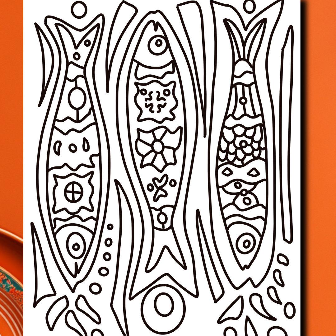Printable Sardine Fish Coloring Page, Canned Sardine Fish Coloring Book ...