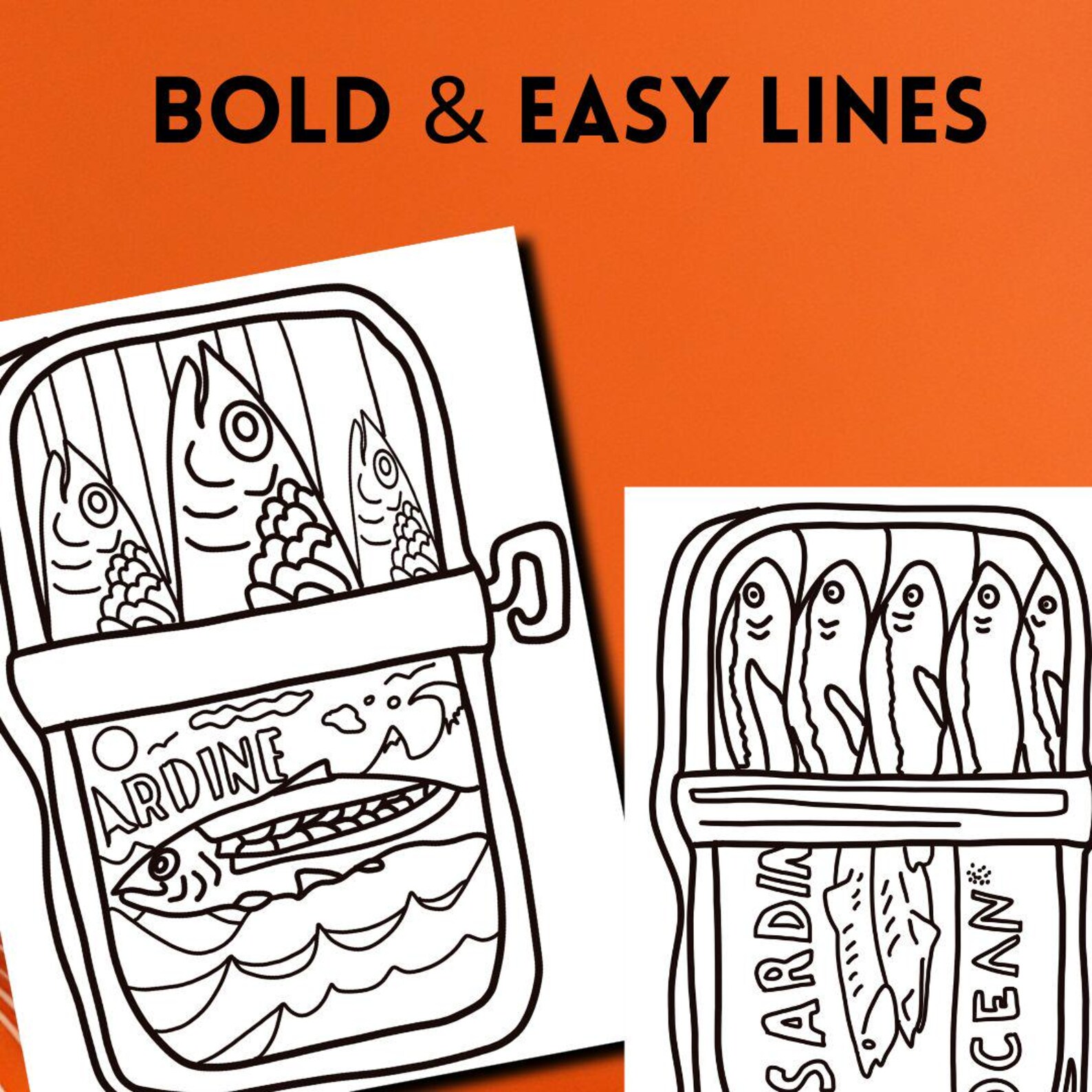 Printable Sardine Fish Coloring Page, Canned Sardine Fish Coloring Book ...