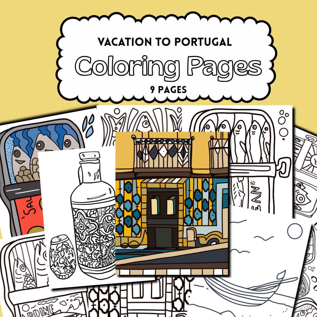 Portugal Coloring Page, Dream Vacation Coloring Book for Adults ...