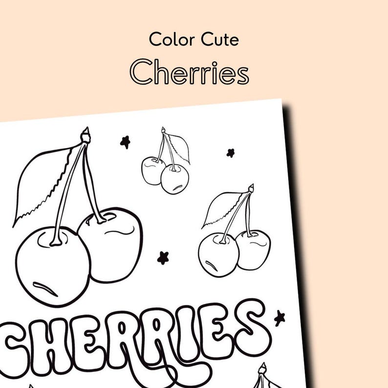 Cherry Coloring Page for Kids, Fruit Coloring Page for Children ...