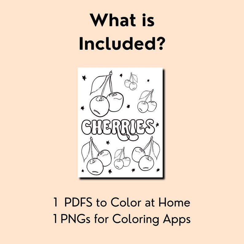 Cherry Coloring Page for Kids, Fruit Coloring Page for Children ...