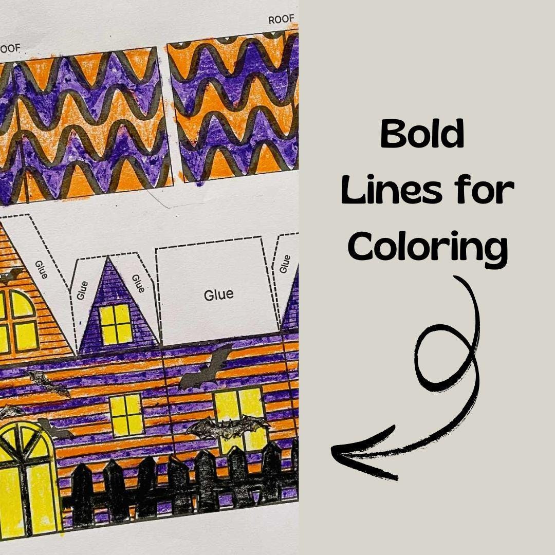 Paper House Coloring, Haunted House Coloring Page, Halloween Coloring ...