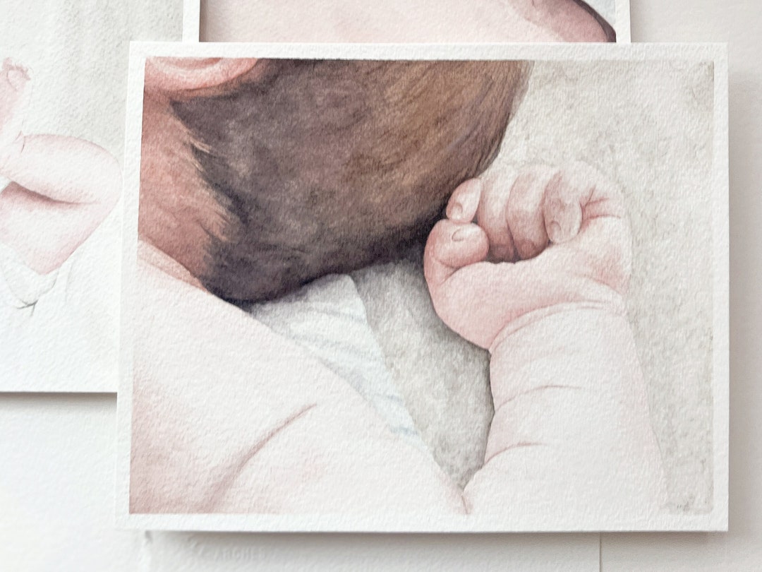 Newborn Baby Painting for Nursery | Watercolor Art Print - Etsy