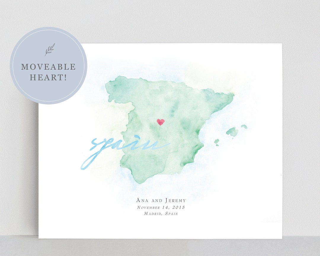 Spain Watercolor Map, Personalized Map of Spain - Etsy