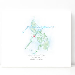 Philippines Watercolor Map, Personalized Map of Philippines - Etsy