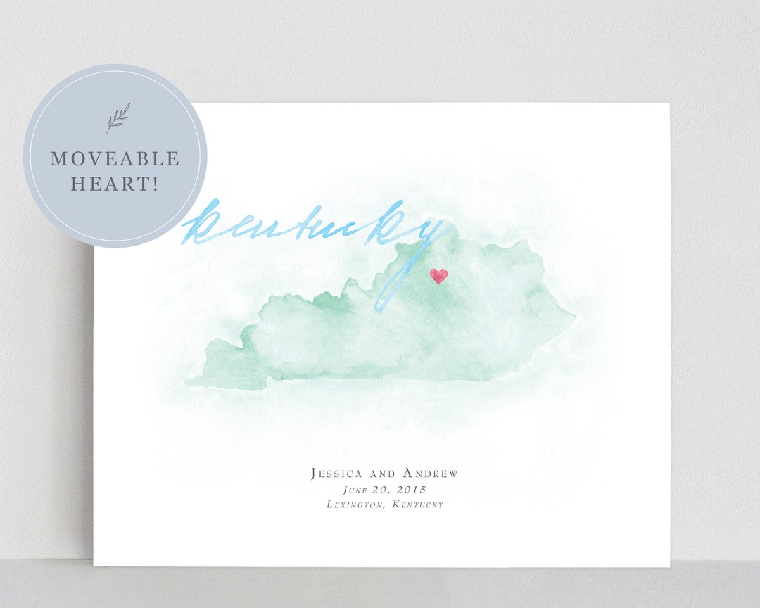 Kentucky Watercolor Map | Personalized Map Print - Etsy