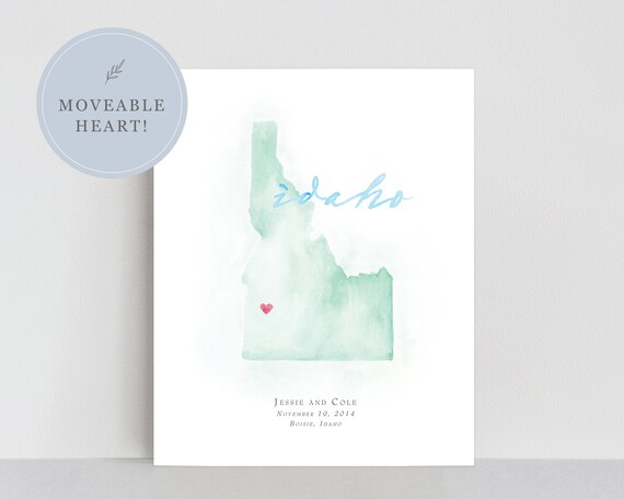 Idaho Watercolor Map Personalized Map Print | Etsy