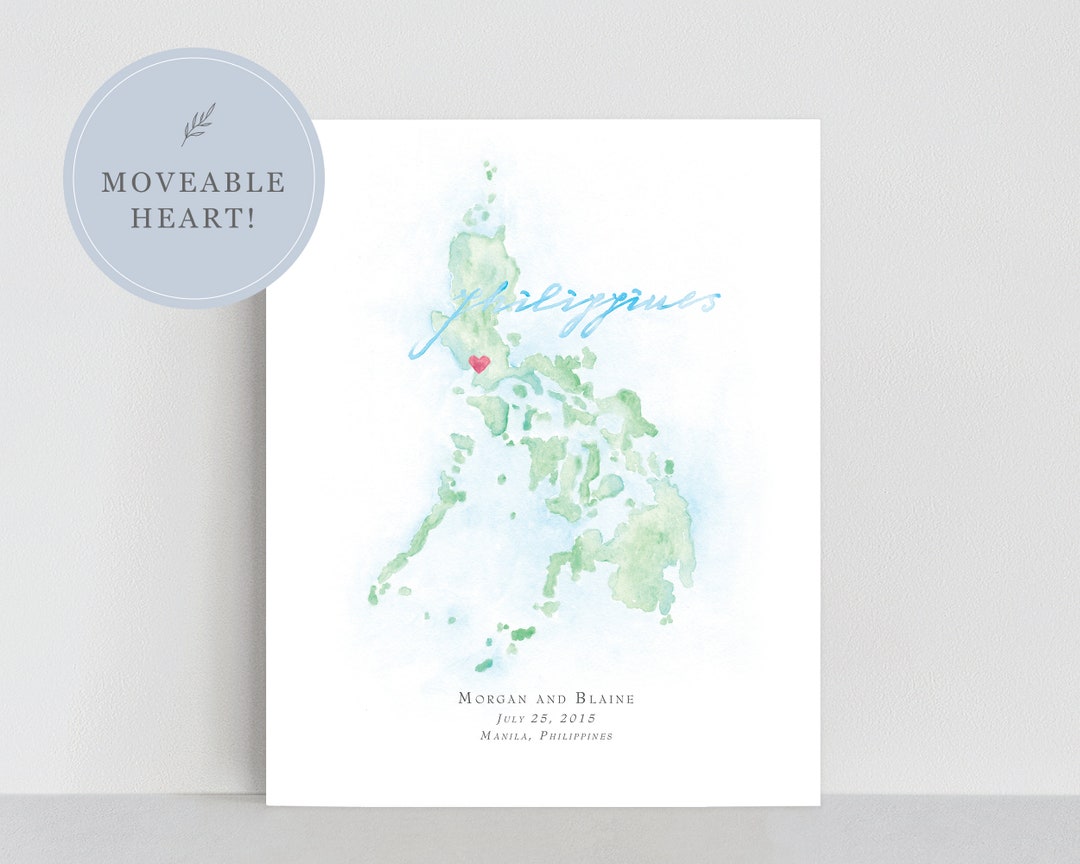 Philippines Watercolor Map, Personalized Map of Philippines - Etsy