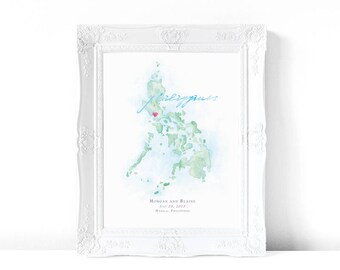 Engagement Map Custom Story Map Custom vacation map Wedding