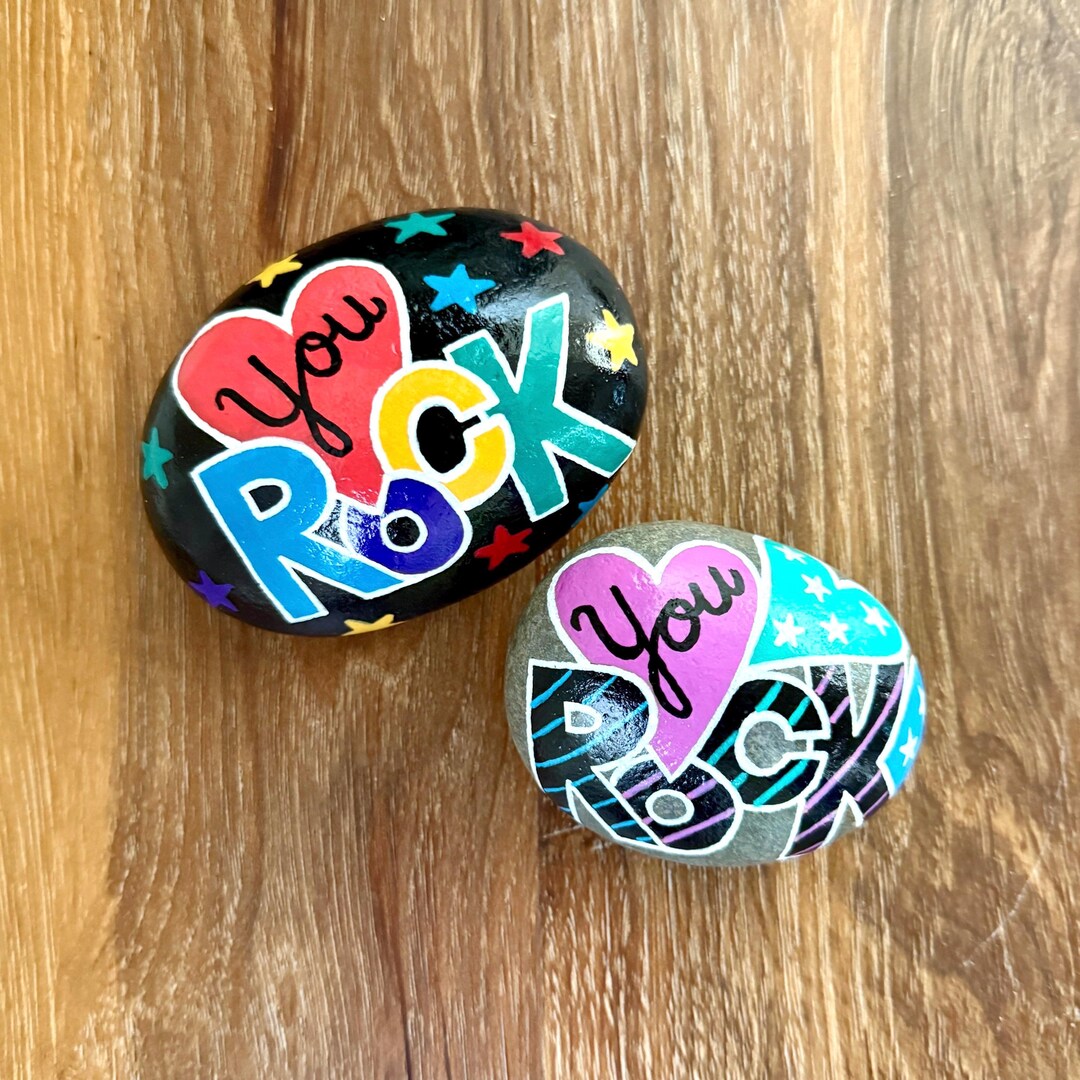Hand Painted 'you Rock' Stone: Gift of Appreciation - Etsy