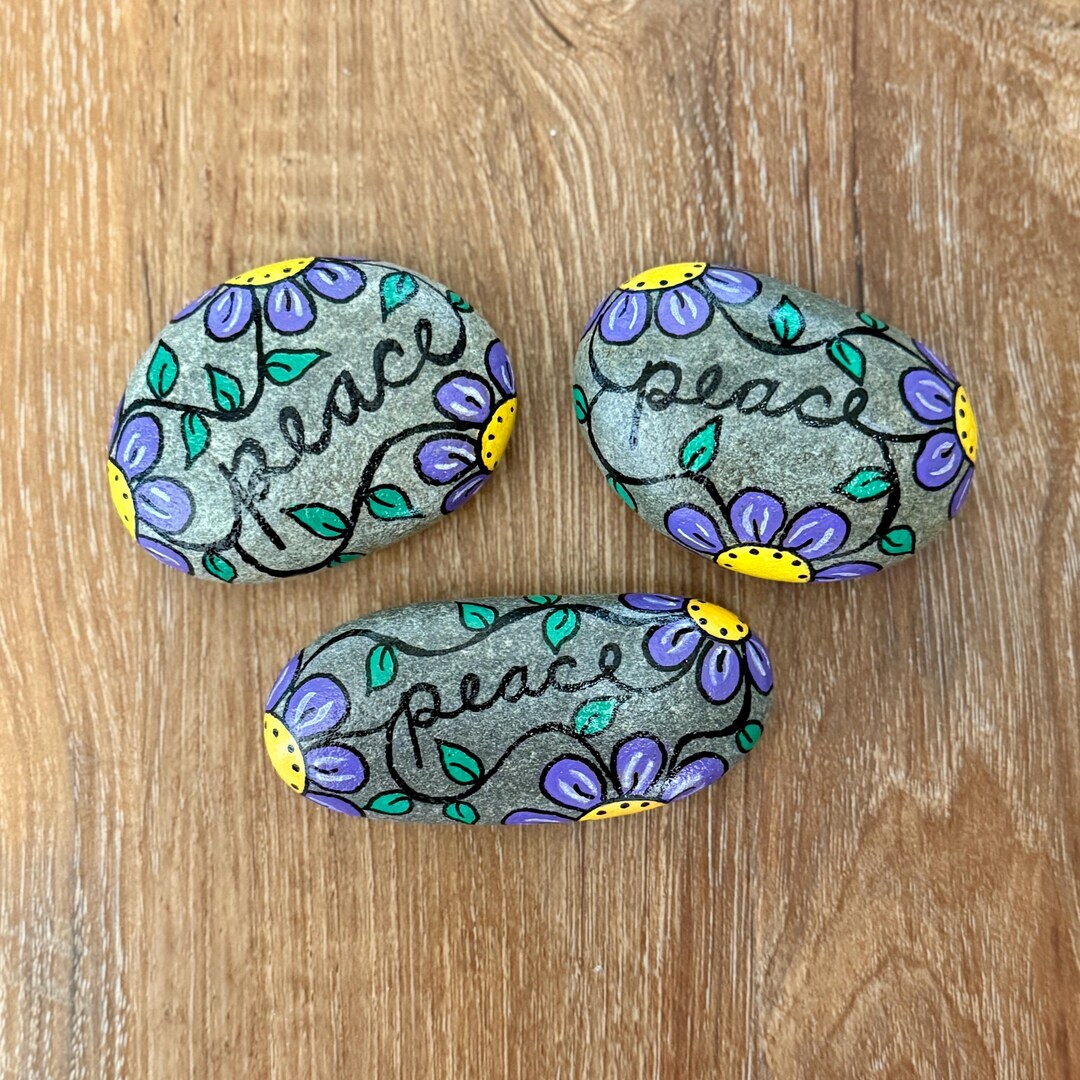 Hand Painted Peace Rocks - Etsy