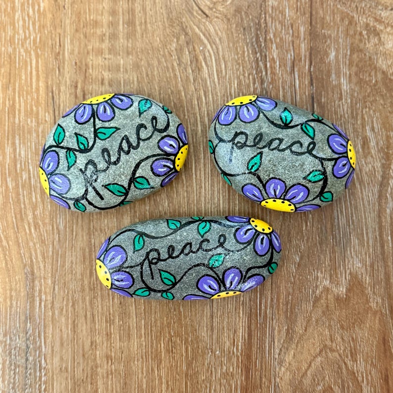 Hand Painted Peace Rocks - Etsy