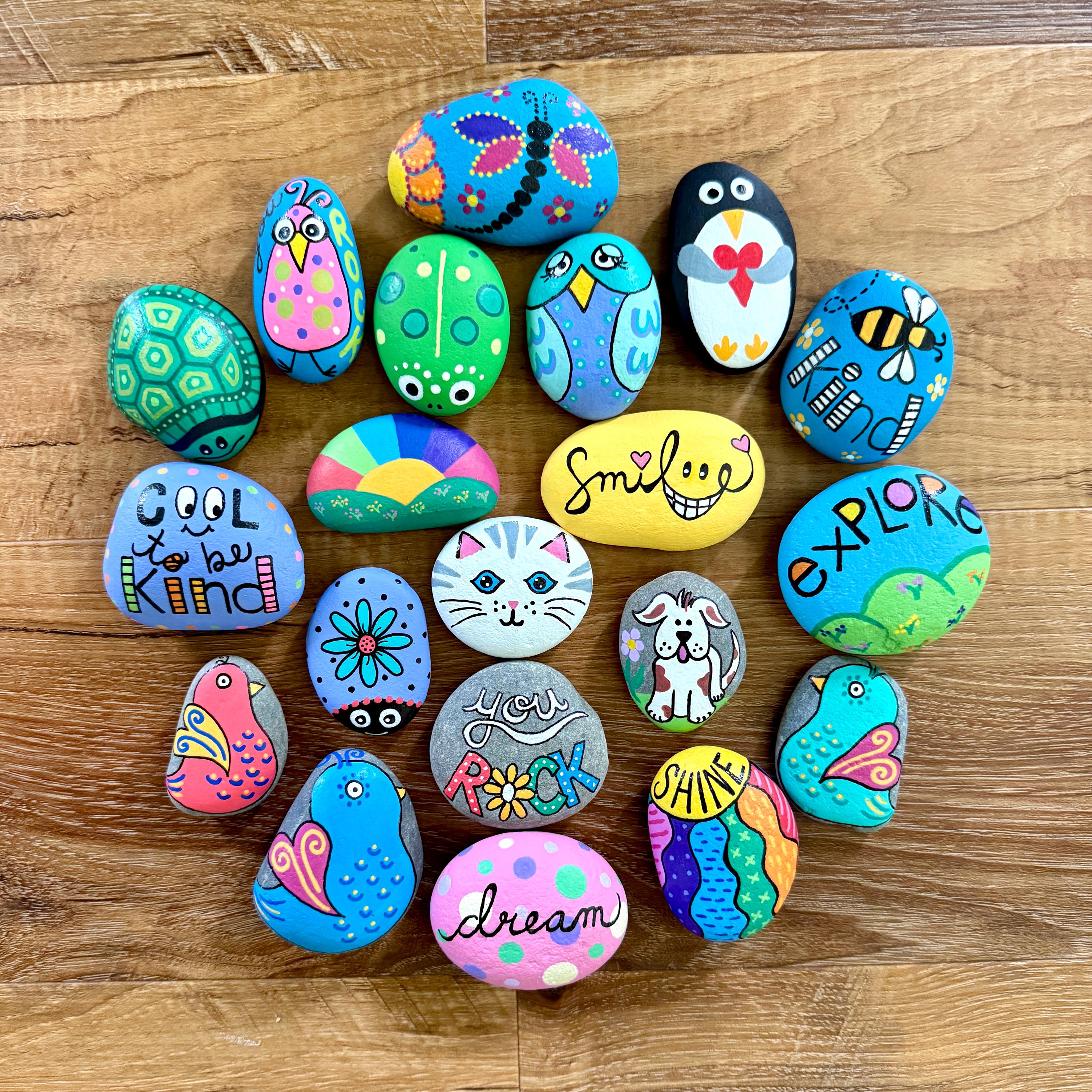 Box of Rocks - Happy Stones, Hand Painted Cute Creatures and Kindness ...