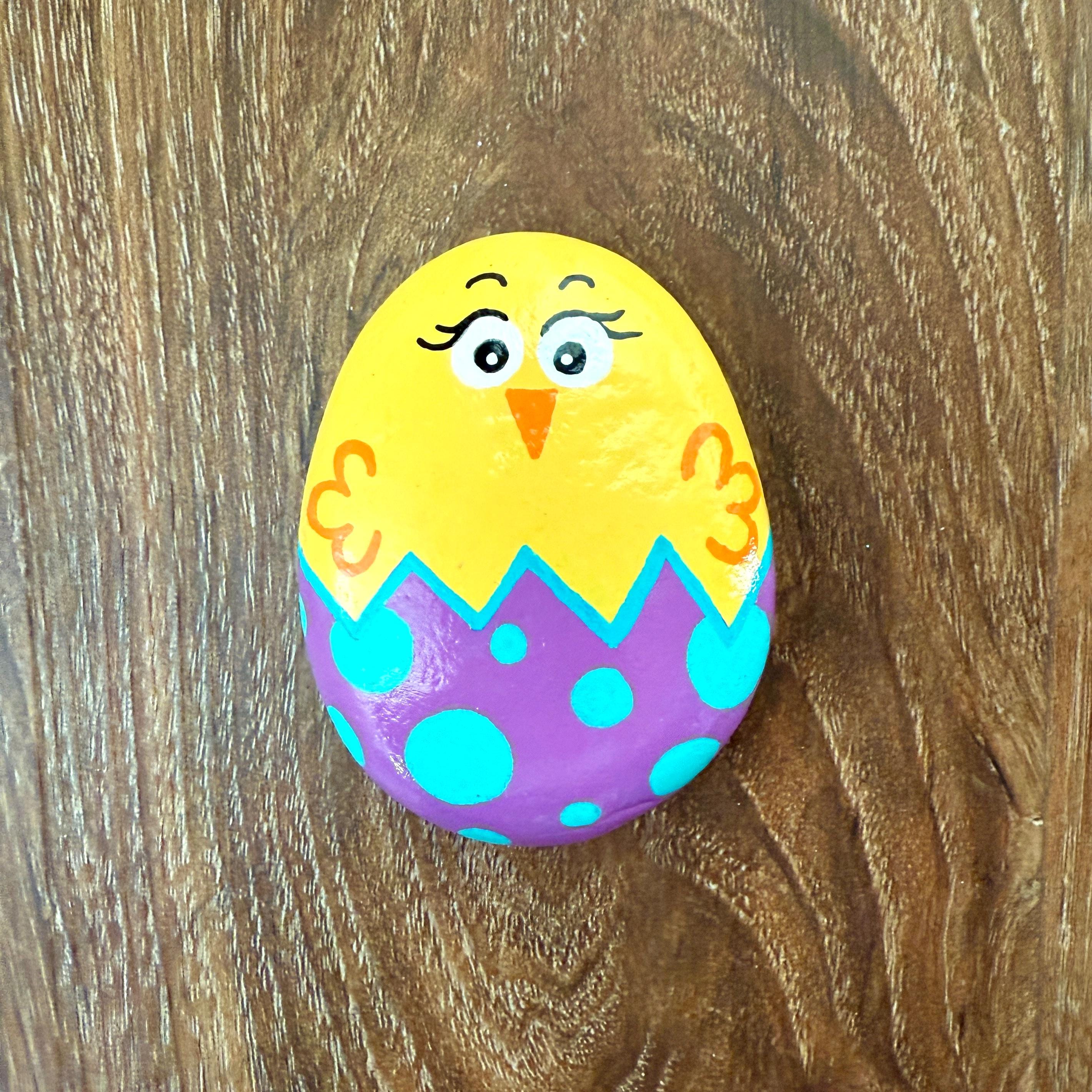 Easter Chick Egg Rocks, Hand Painted Decorative Stone - Etsy