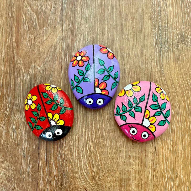 Ladybug Painted Rocks - Etsy