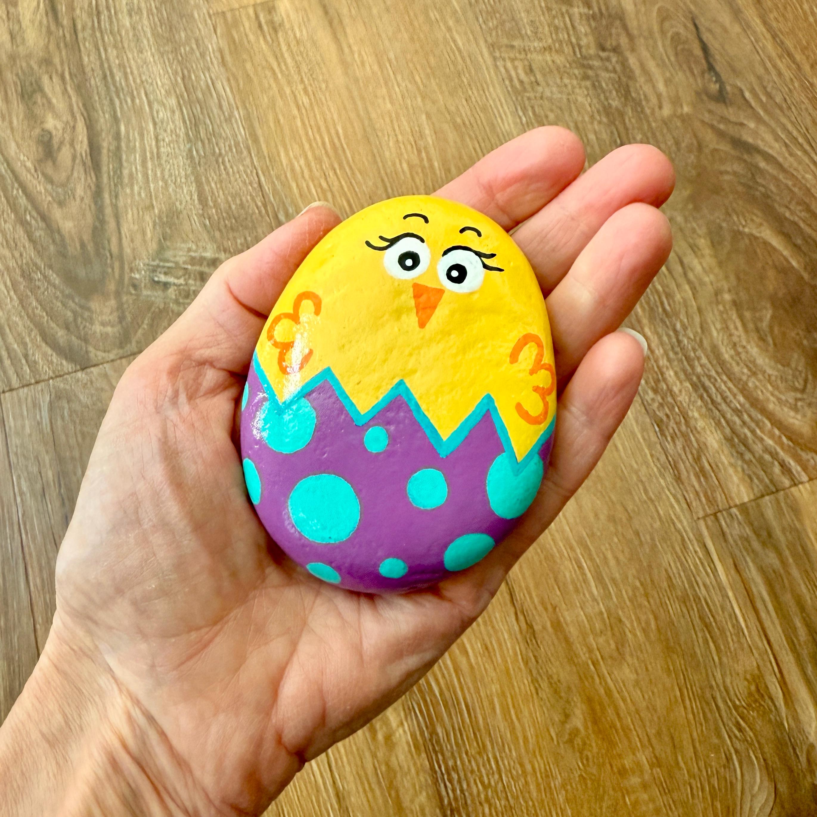 Easter Chick Egg Rocks, Hand Painted Decorative Stone - Etsy