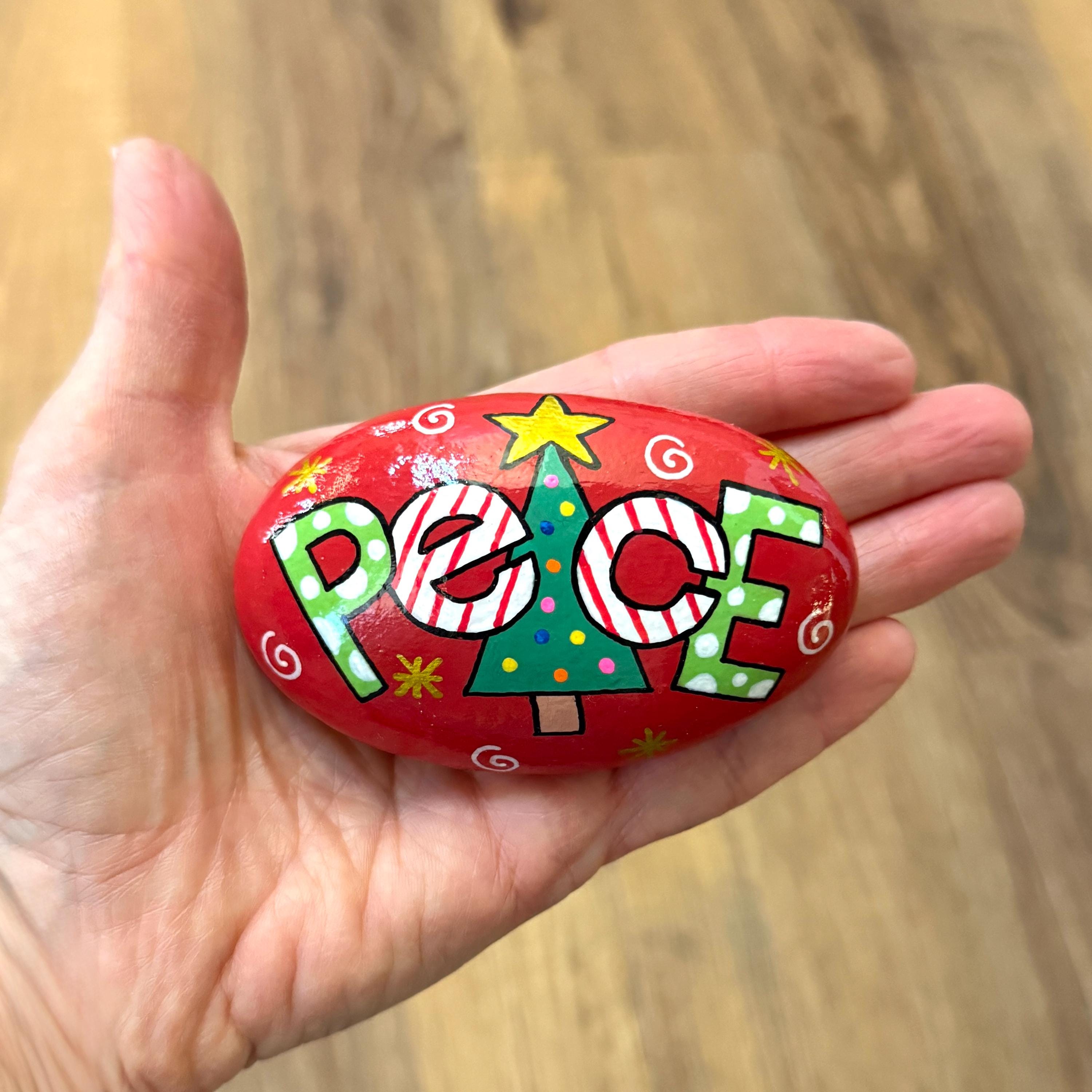 Christmas Peace Rock: Hand Painted Festive and Inspirational Stone - Etsy