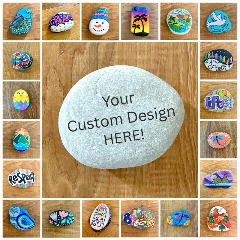 Hand Painted Stone - Etsy