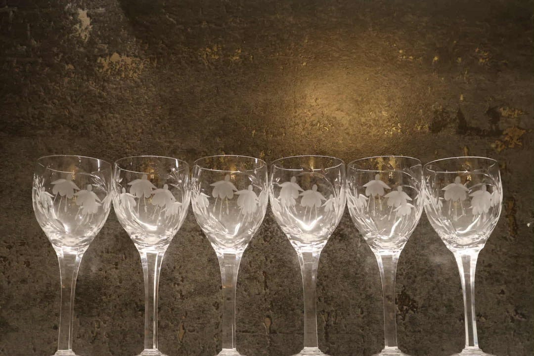 Set a 6 Stuart Crystal Cascade Claret Wine Glasses Signed 17.5 Cm - Etsy UK