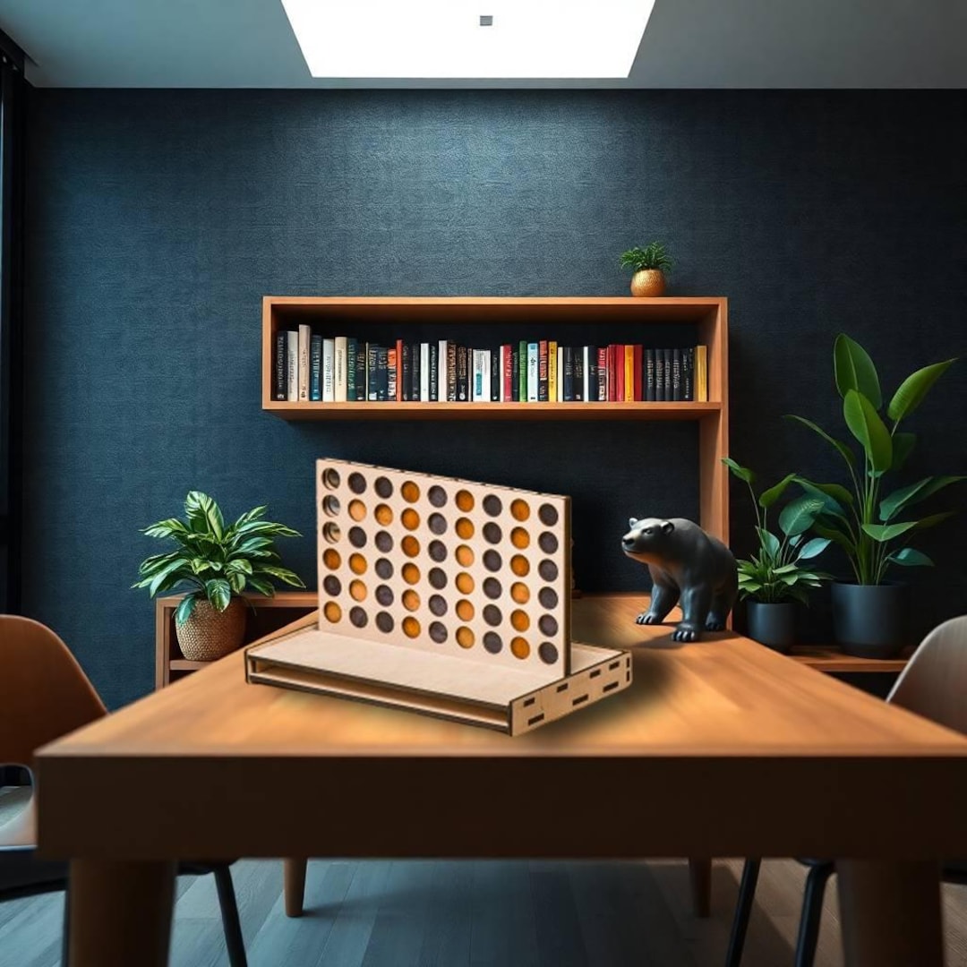 Four in a Row Game Wooden, 4 in a Row, Wooden Game Board, Wooden Game ...