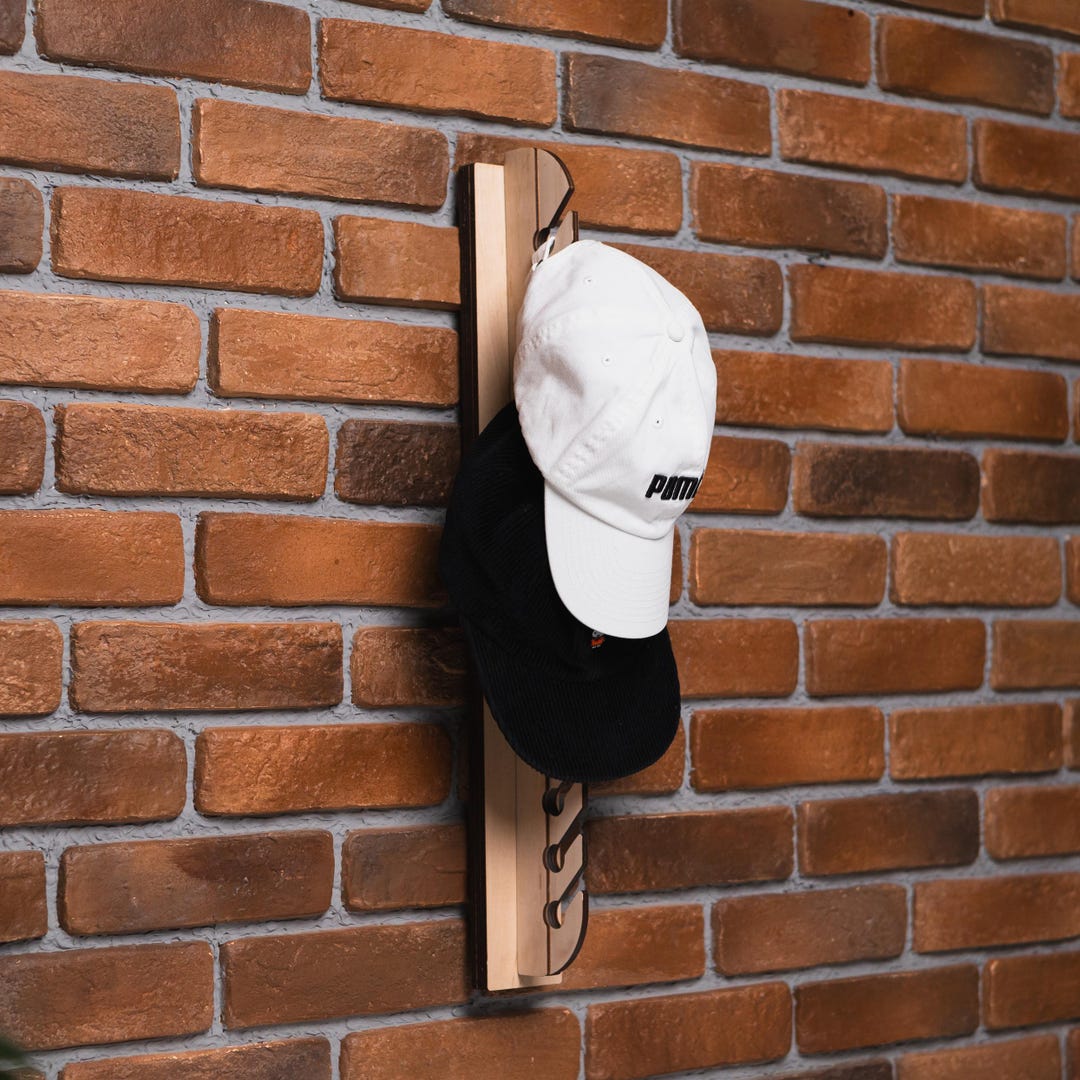 Wooden Hat Rack Wall Mount, Baseball Cap Organizer, Cap Display Stand ...