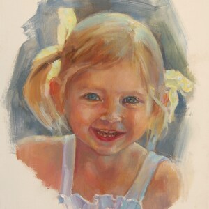 Custom Child Oil Portrait, Archival Linen Panel, Head and Shoulders - Etsy