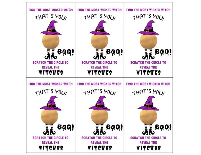 Editable Customizable Wicked Witch Scratch-off L Halloween Party Game ...