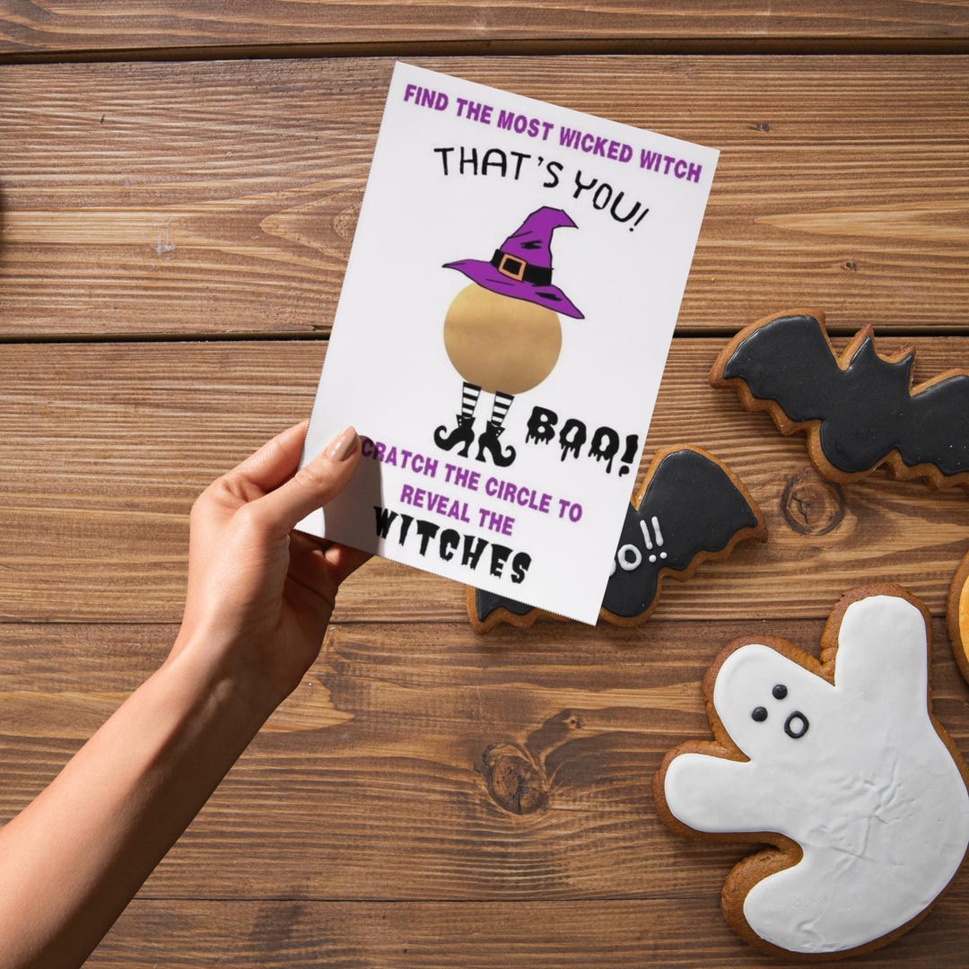 Editable Customizable Wicked Witch Scratch-off L Halloween Party Game ...
