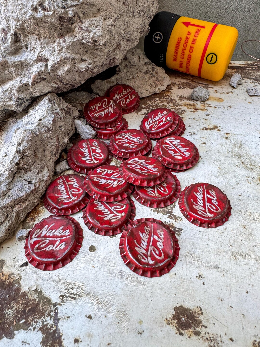 Handmade Weathered Bottle Caps, Nuke Cola Caps, Props, Gift for Fans ...