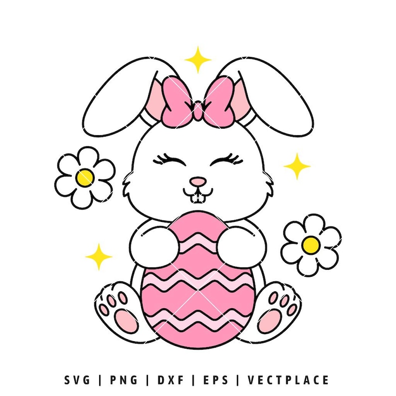 Cute Easter Bunny SVG - Etsy