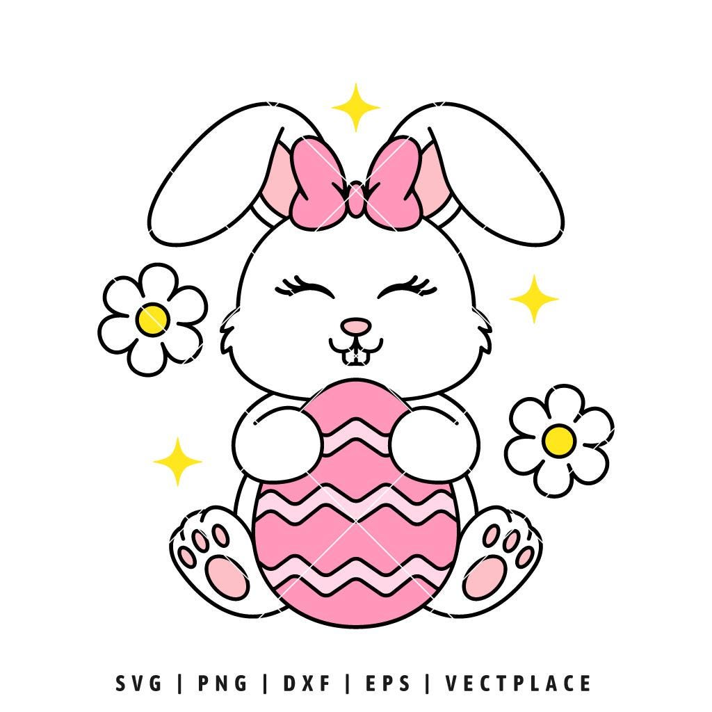 Cute Easter Bunny SVG - Etsy