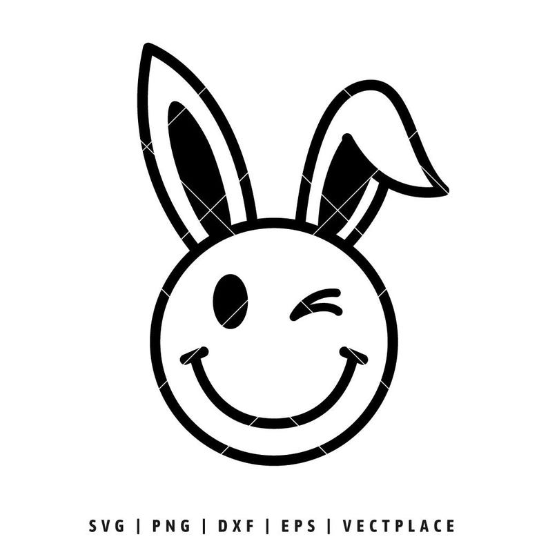Easter Bunny Smiley Face SVG - Etsy