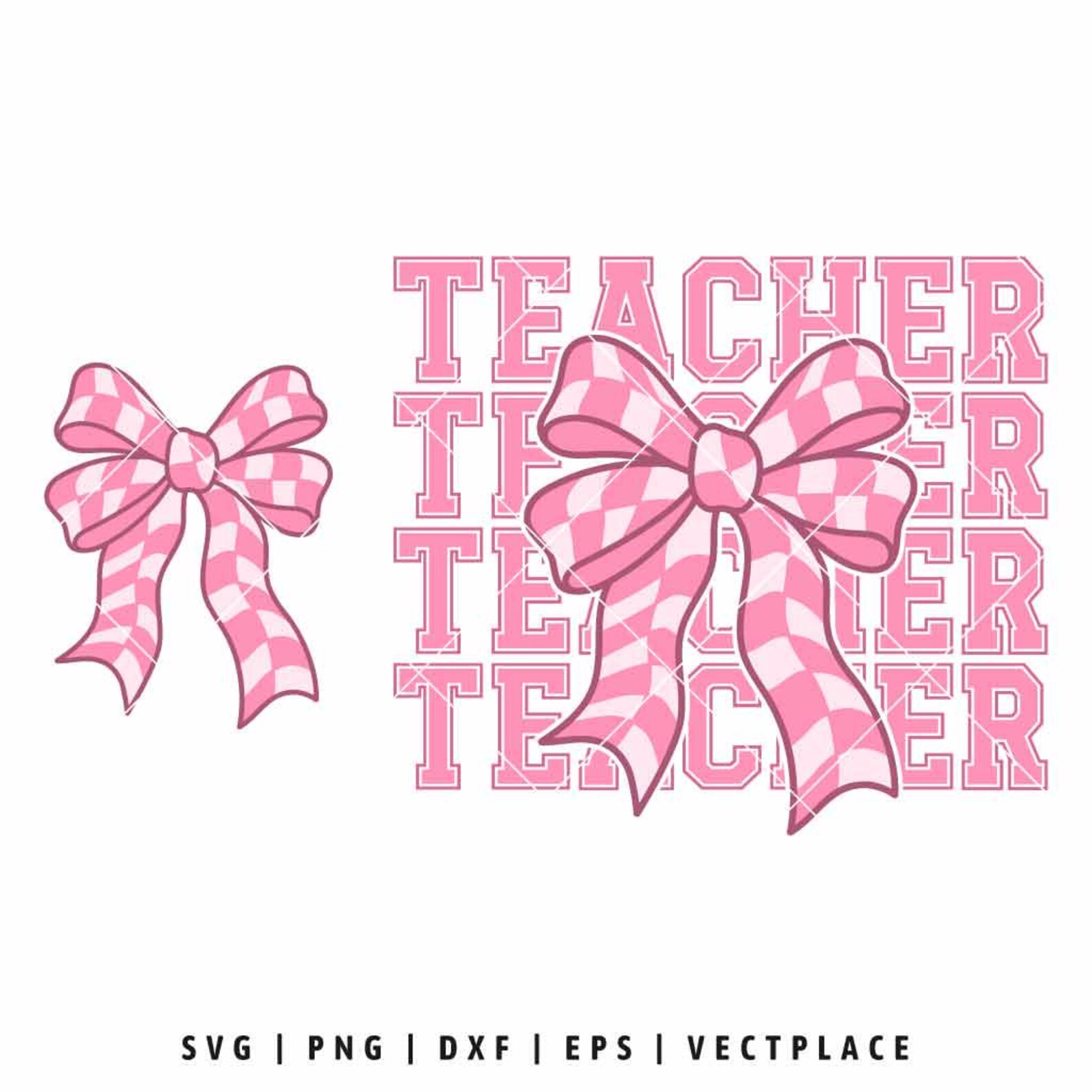 Teacher Checkered Bow SVG, Coquette SVG - Etsy