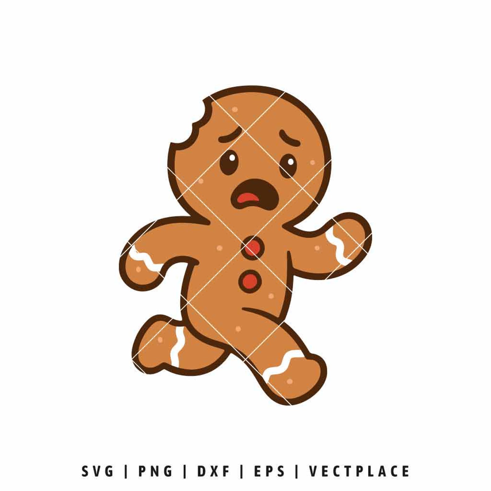 Gingerbread Man Cookie Running SVG PNG | Christmas Cut File for Cricut ...