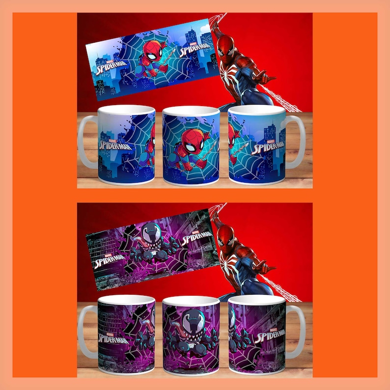7 Mug Design Template Spider Man Super Hero Mug Sublimation Super Hero ...