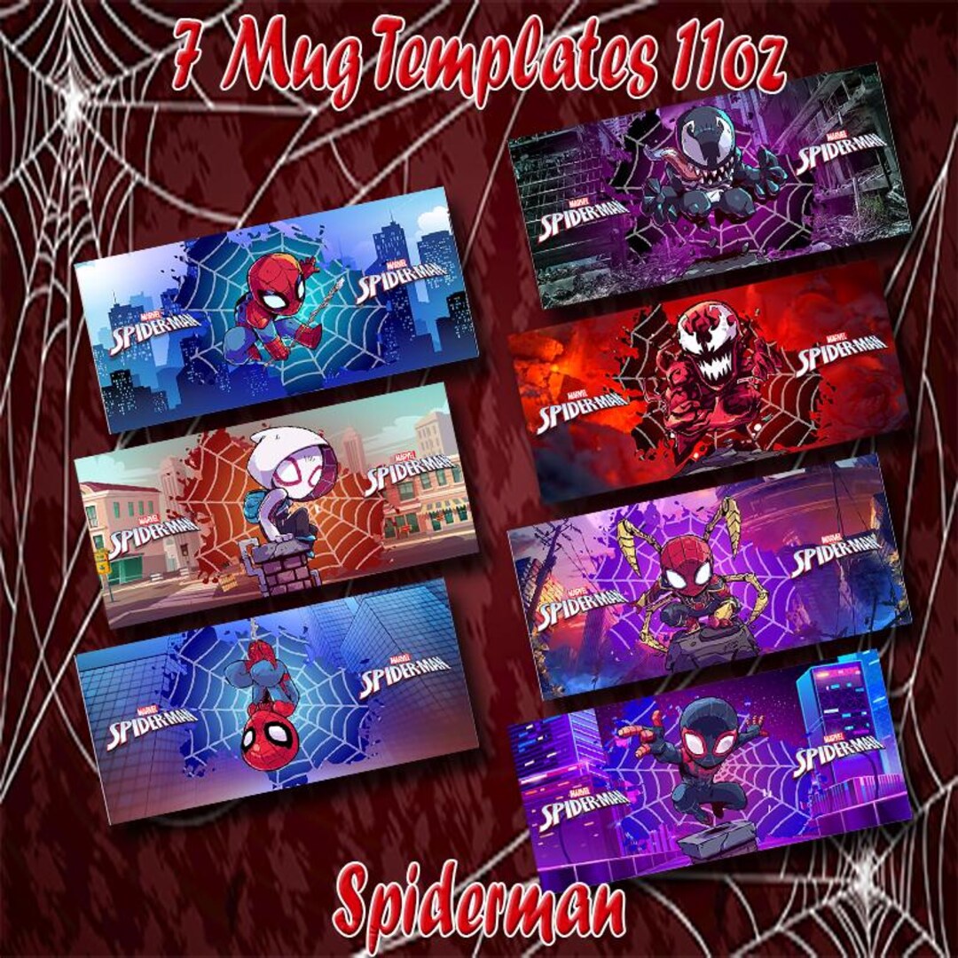 7 Mug Design Template Spider Man Super Hero Mug Sublimation Super Hero ...