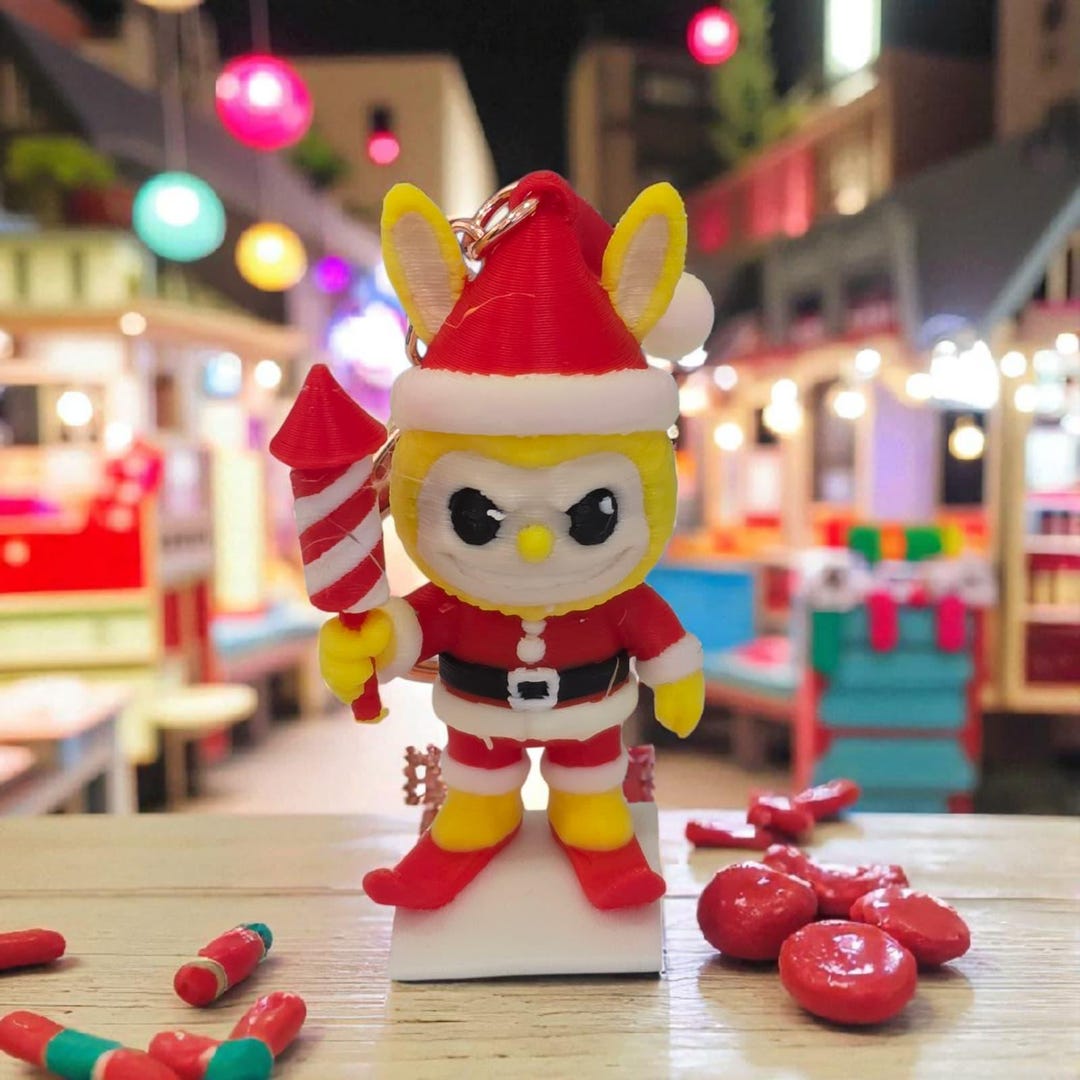 2" Cute Monster Pop Yellow Santa With Firework Rocket - Etsy