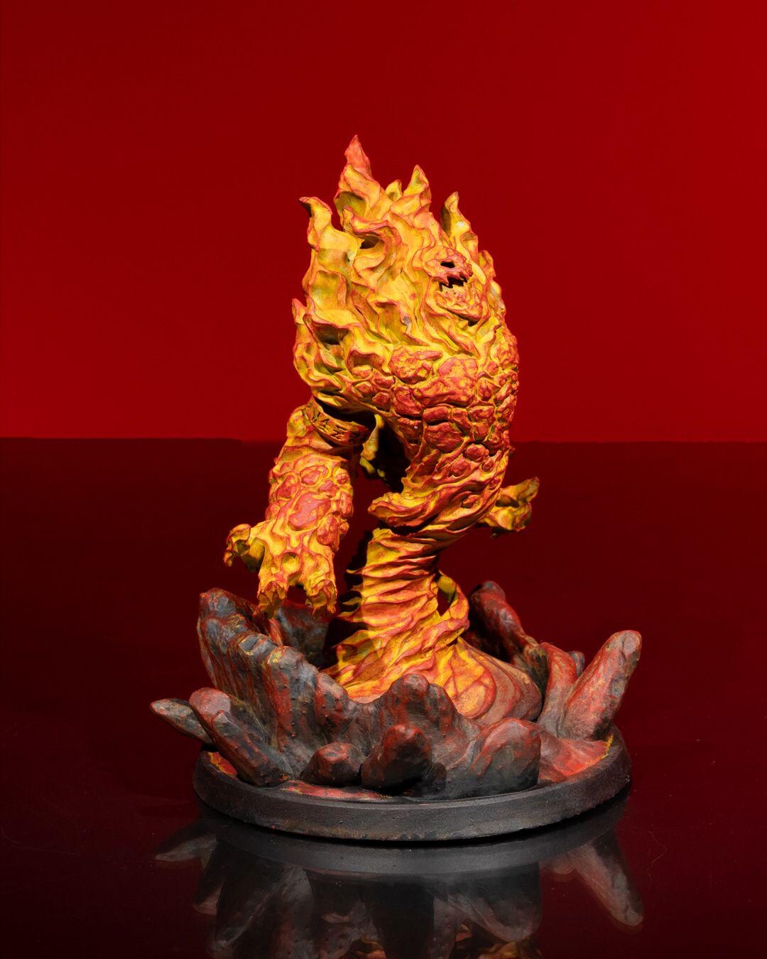 Ice and Fire Fire Elemental Miniature - 3D Printed Fantasy Figure for ...