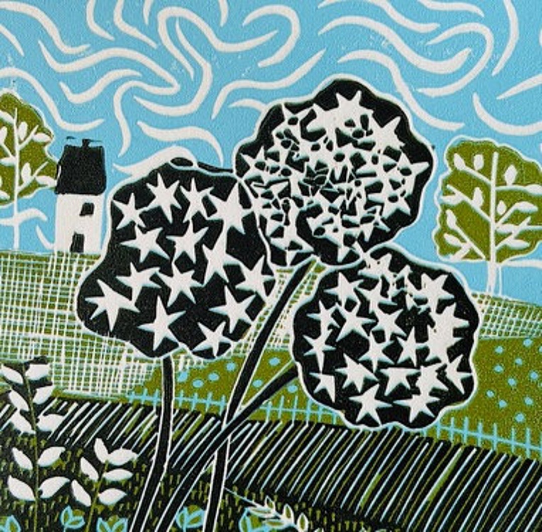 Dancing Skies. Lino Print, Colour Lino Landscape, Colourful Art. - Etsy