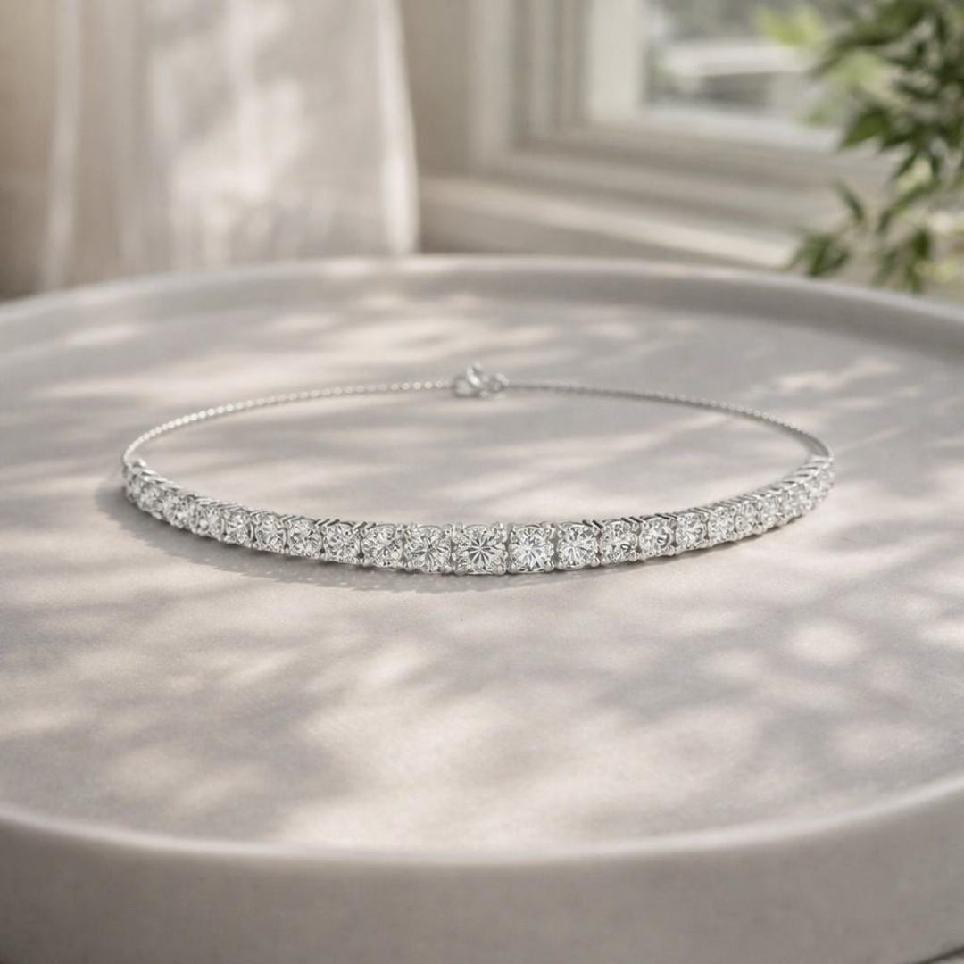 Lab Diamond Bracelet | Round Diamond Chain Bracelet | Adjustable ...