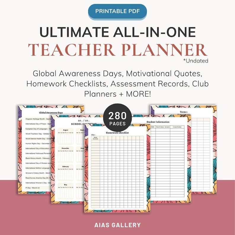 Undated Digital Teacher Planner for Ipad: Goodnotes, Notability (PDF ...