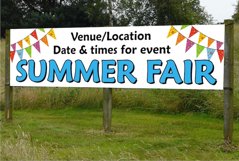 Summer Fair Banners 2x Sizes and 5 Colour Options Personalised - Etsy UK