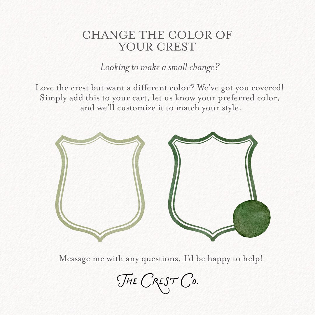 Custom Crest Color Change Add-on, Wedding Crest Edit, Color Match ...