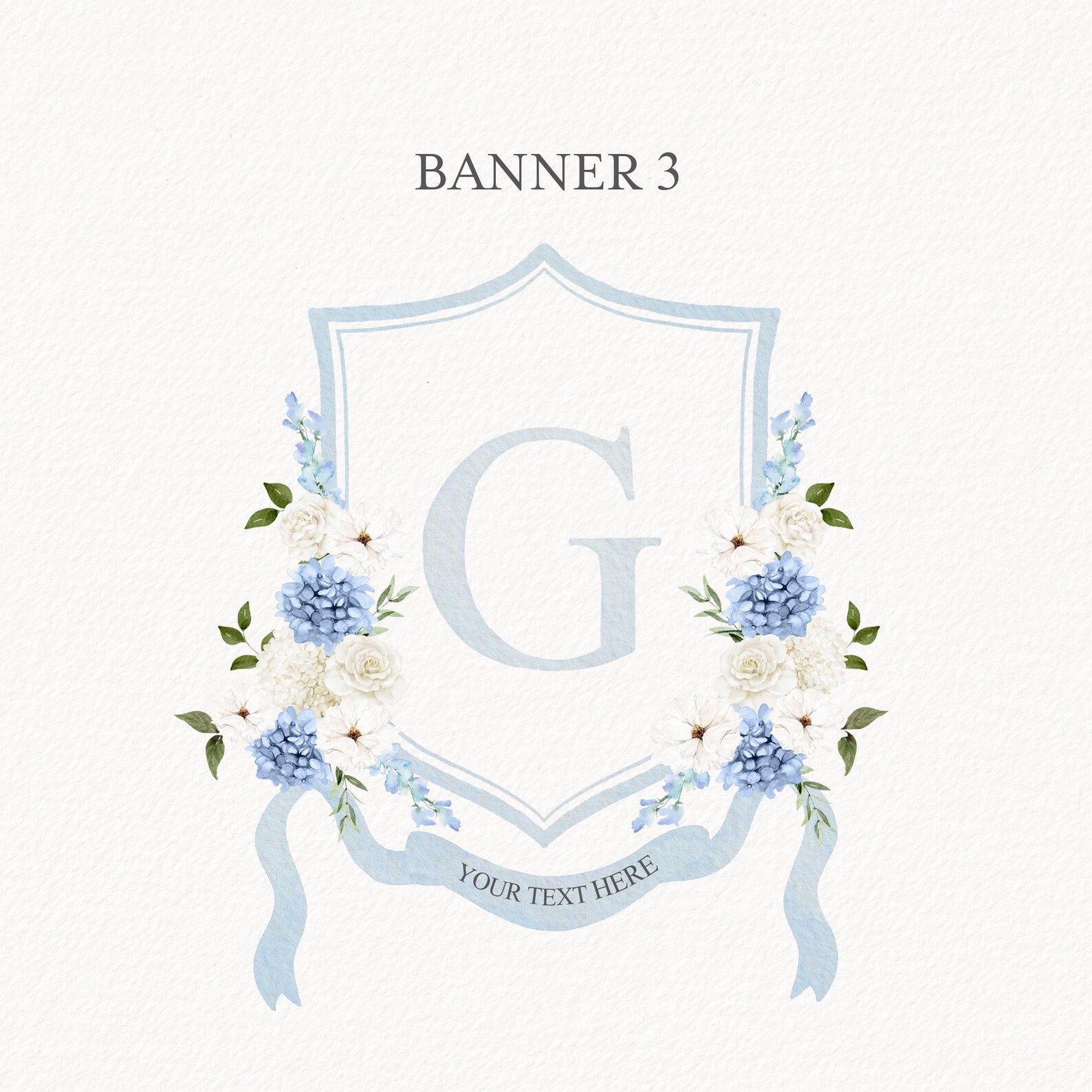 Banner Add On, Add a Custom Banner to Watercolor Crest, Personalized ...