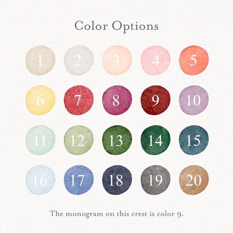 Watercolor Wedding Crest, Personalized Monogram Crest, Digital Download ...