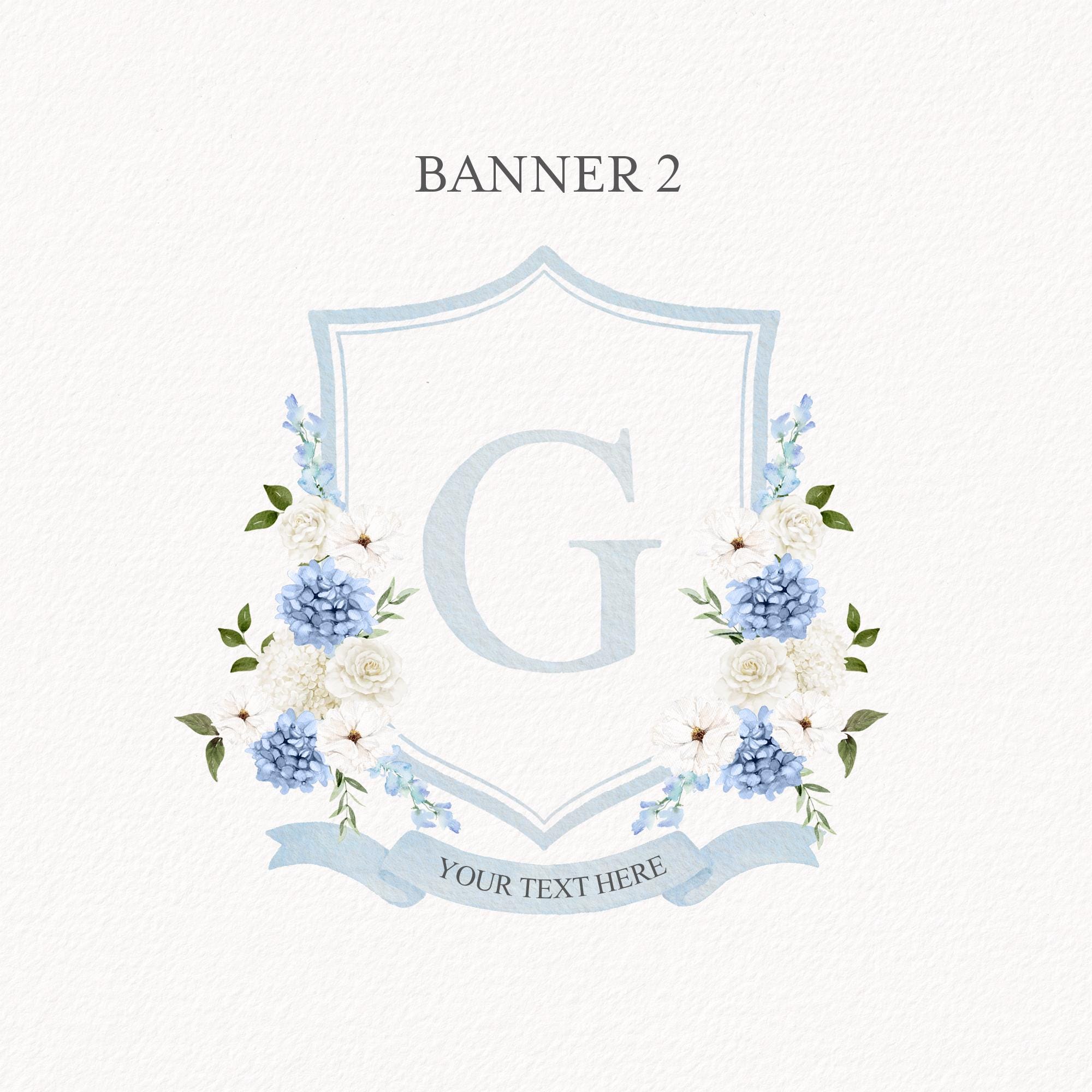 Banner Add On, Add a Custom Banner to Watercolor Crest, Personalized ...
