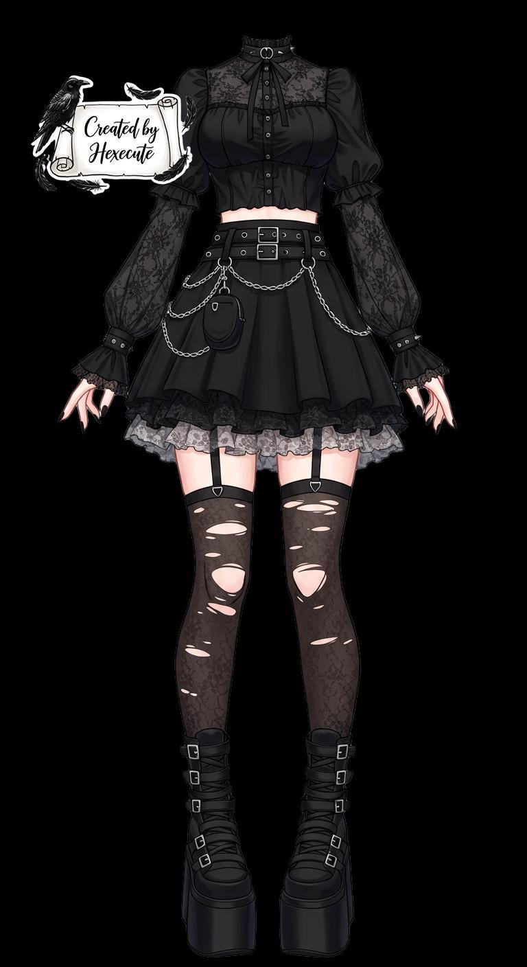Nocturne Lace Gothic Vtuber Toggle Outfit | Vtube Studio PNG - Etsy